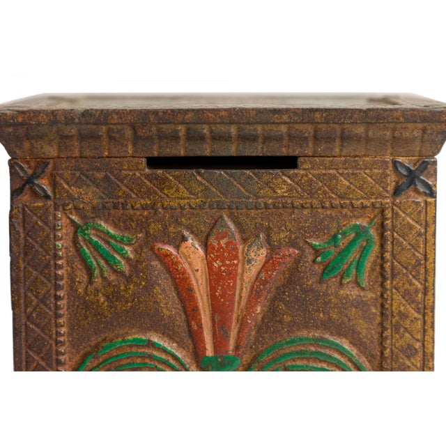 American Country Antique Cast Metal Floral Design Rectangular Coin ...