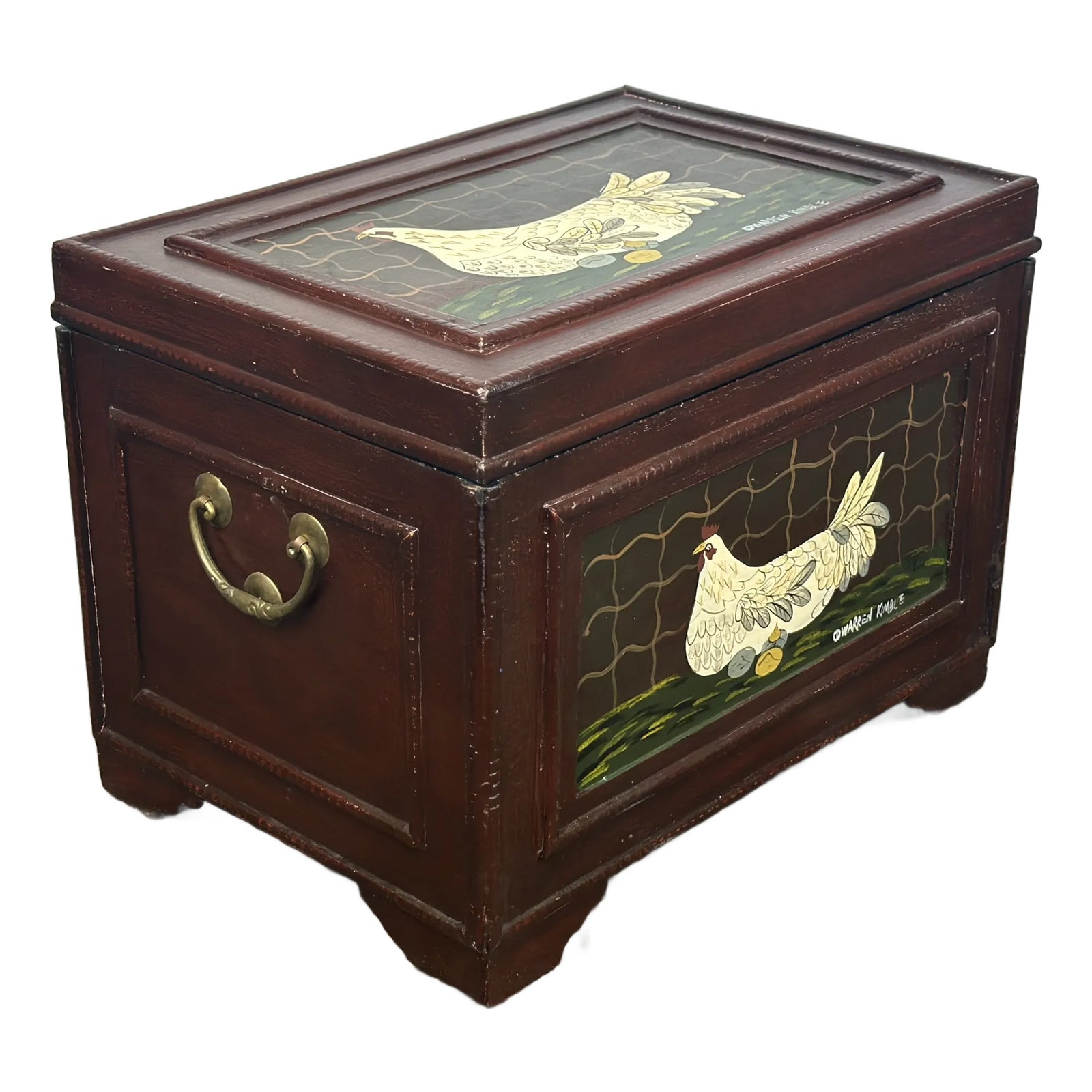 Warren Kimble Hand Painted Chicken With Eggs Folk Art Decorative ...