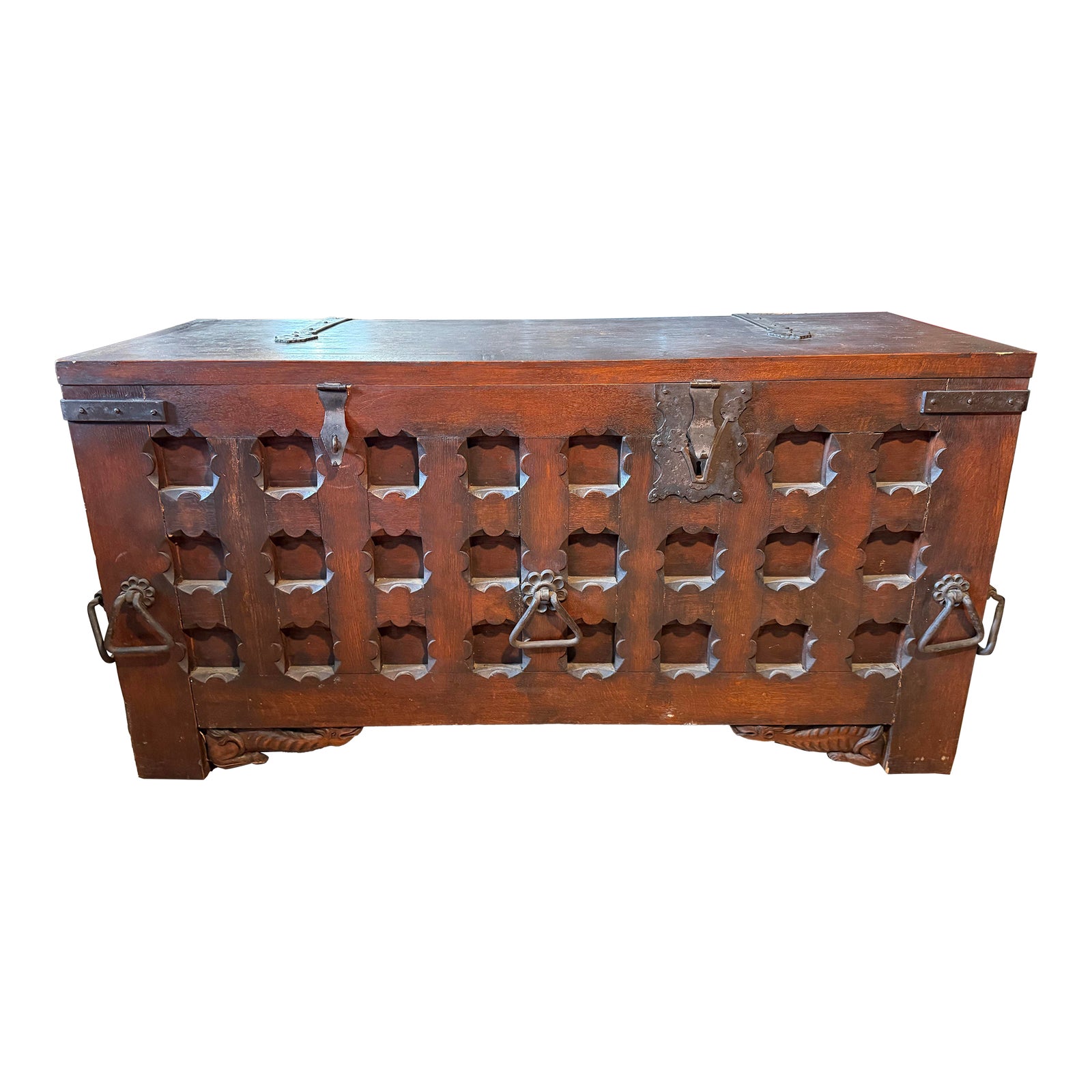 Early 20th Century Gothic Oversized Trunk | Chairish