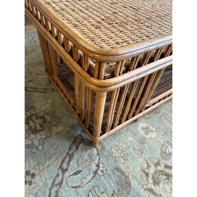 Wicker & Rattan Rectangular Organic Modern Coffee Table | Chairish