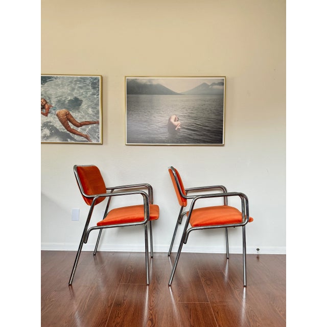 Set of 2 Mid Century Modern Tubular Arm Chairs by Global Upholstery ...