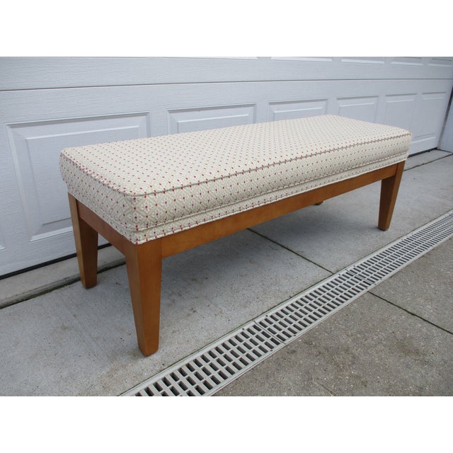 Ethan Allen Scandinavian Modern Upholstered Bench | Chairish