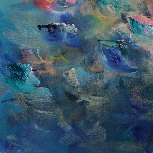 Emotions in Color - Colorful Blue Teal Abstract Floral Painting ...