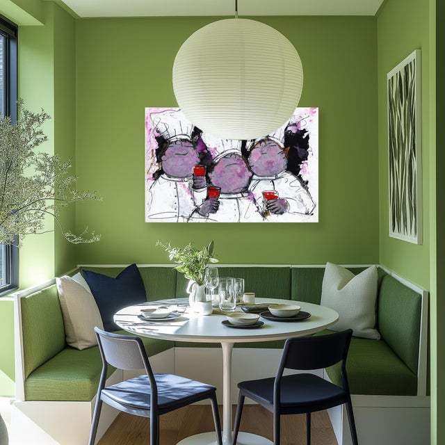 Another Fine Meal - Figurative Textured Purple Tone Acrylic Painting on ...