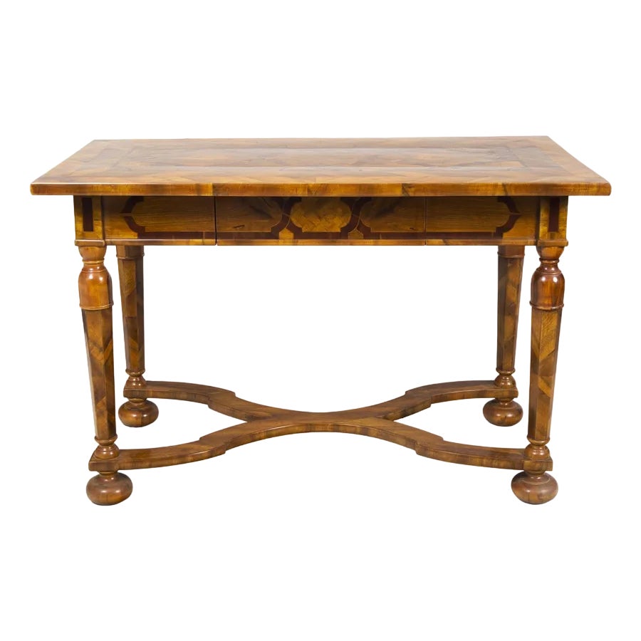 Baroque Table in Inlay & Walnut, Czech, 1770s | Chairish