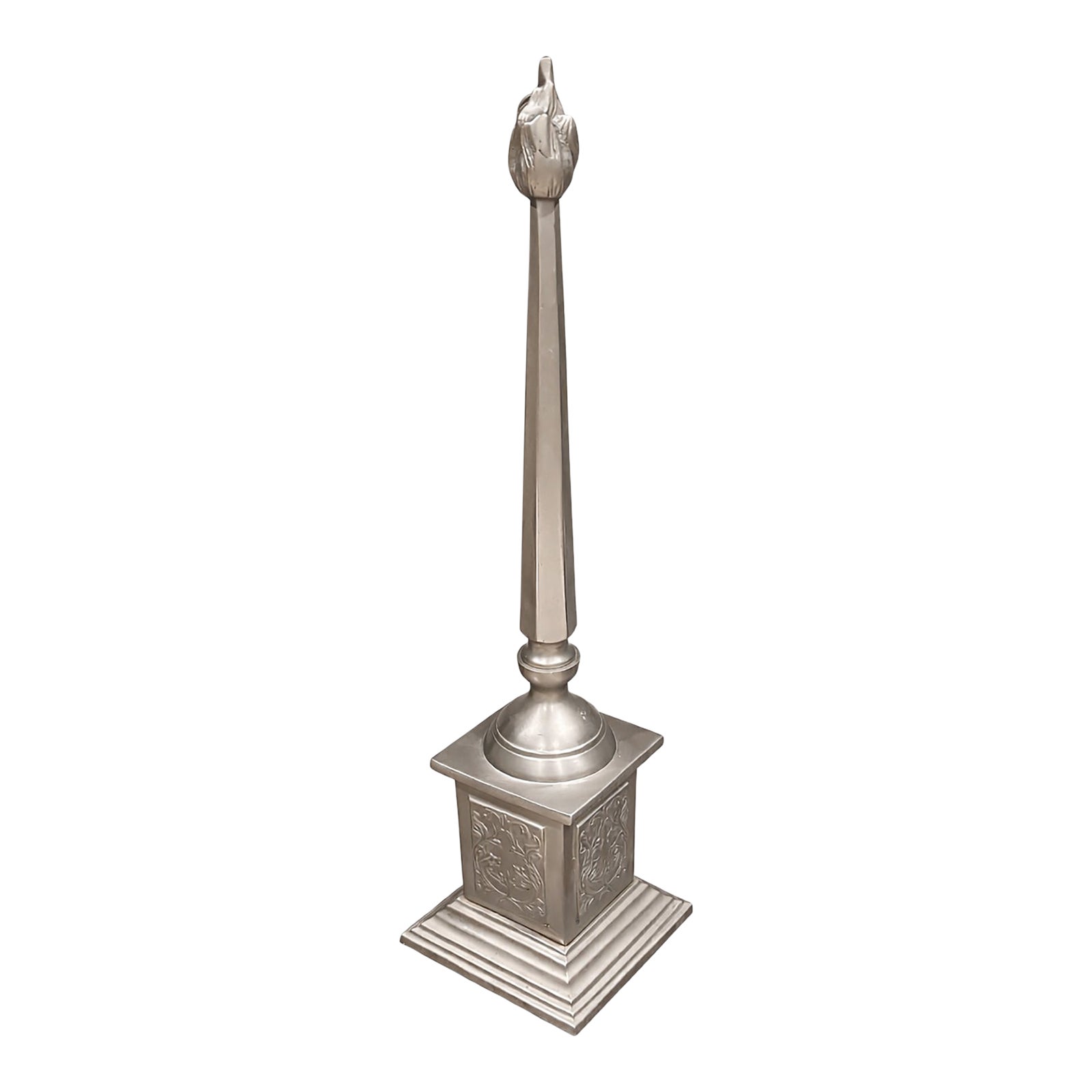 Vintage 20-Inch Tall Neoclassical Metal Obelisk | Chairish