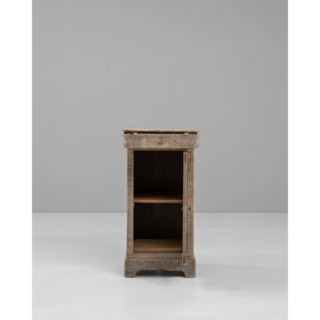19th Century French Bleached Oak Bedside Table | Chairish