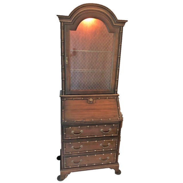 Mid 20th Century Vintage Jasper Cabinet Faux Bamboo Chinoiserie ...