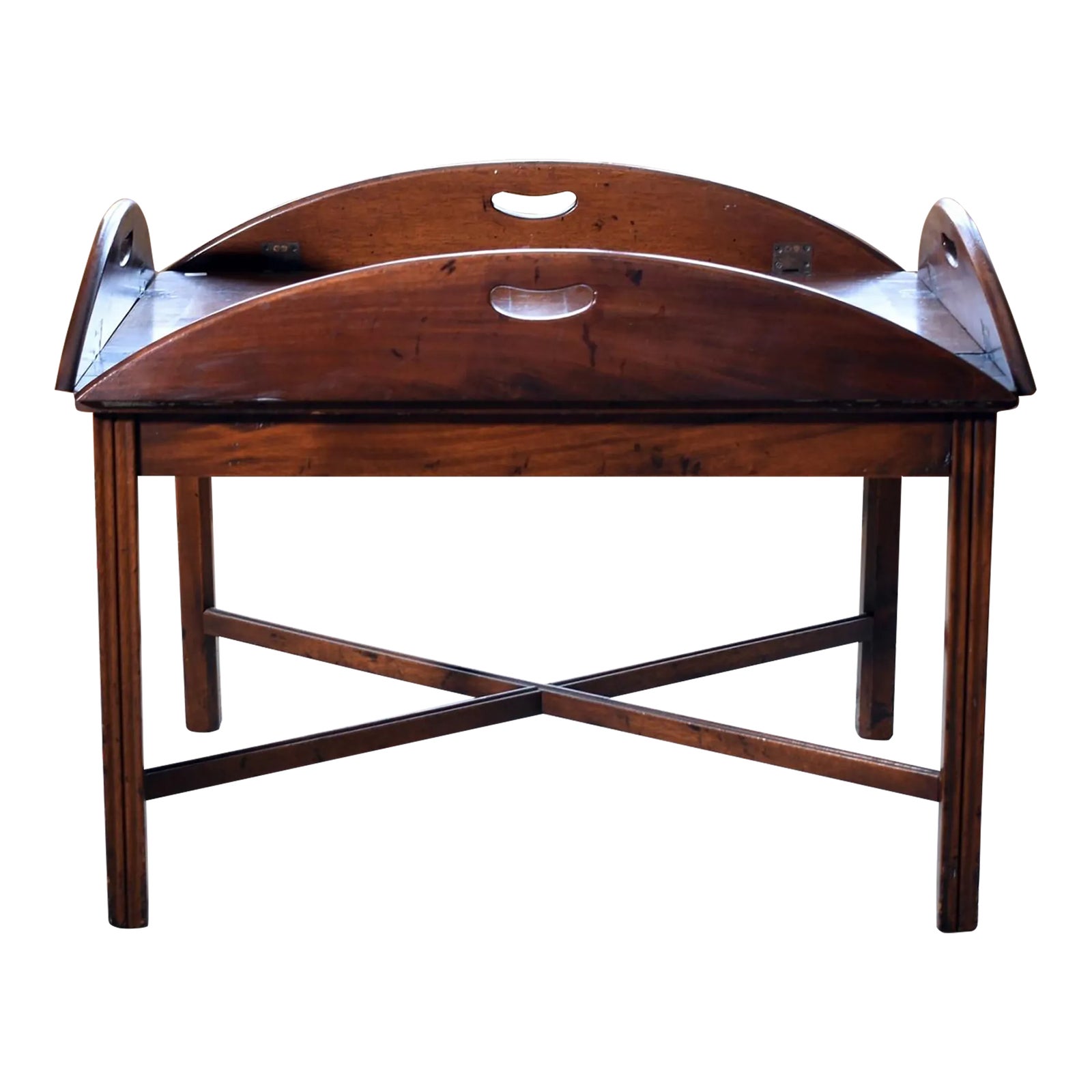 Late 20th Century Vintage English Mahogany Butler’s Tray Top Table ...