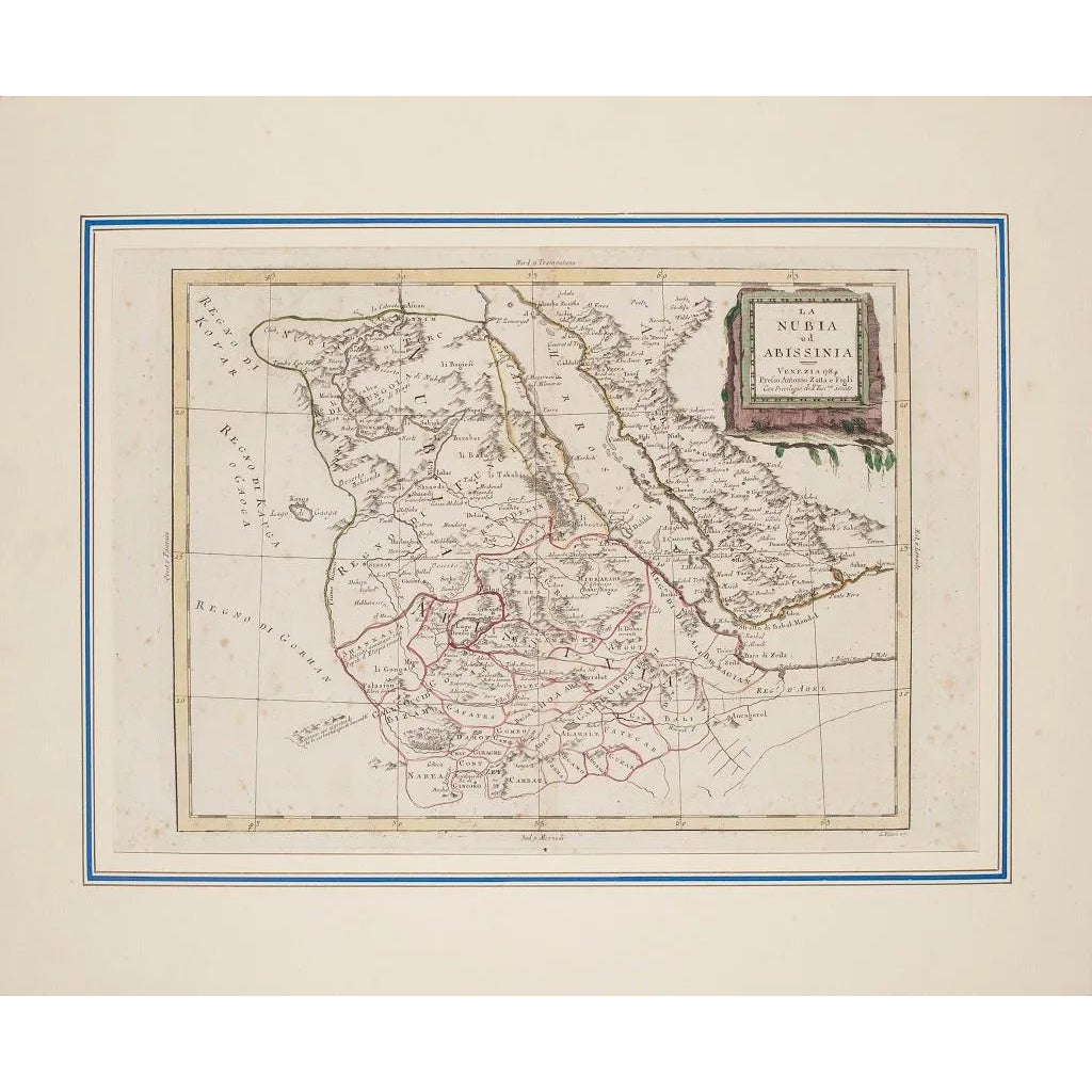 Antonio Zatta - Map of Nubia and Abissinia - Original Etching - 1784 ...