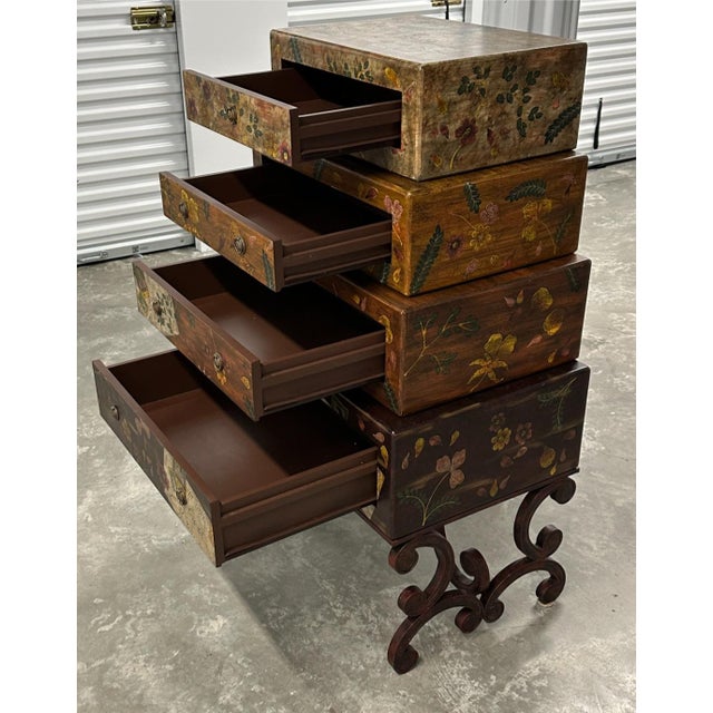Vintage Hand Painted Stacked Up Trunk Style Dresser | Chairish