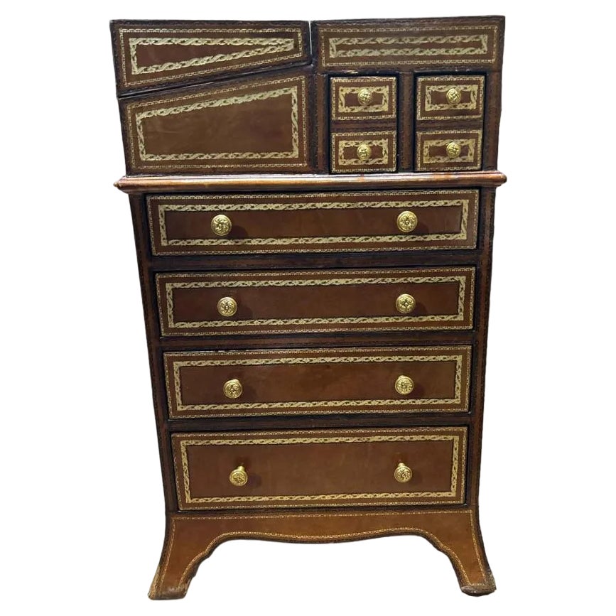 Regency Leather Chest Desk | Chairish
