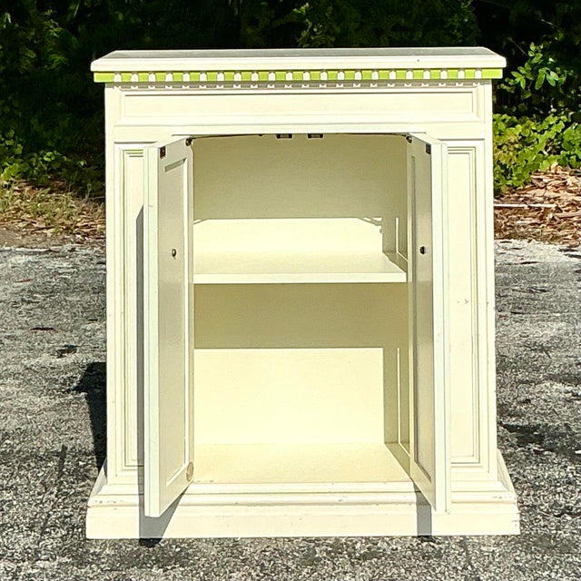 Vintage Coastal Notched Narrow Console Cabinet | Chairish