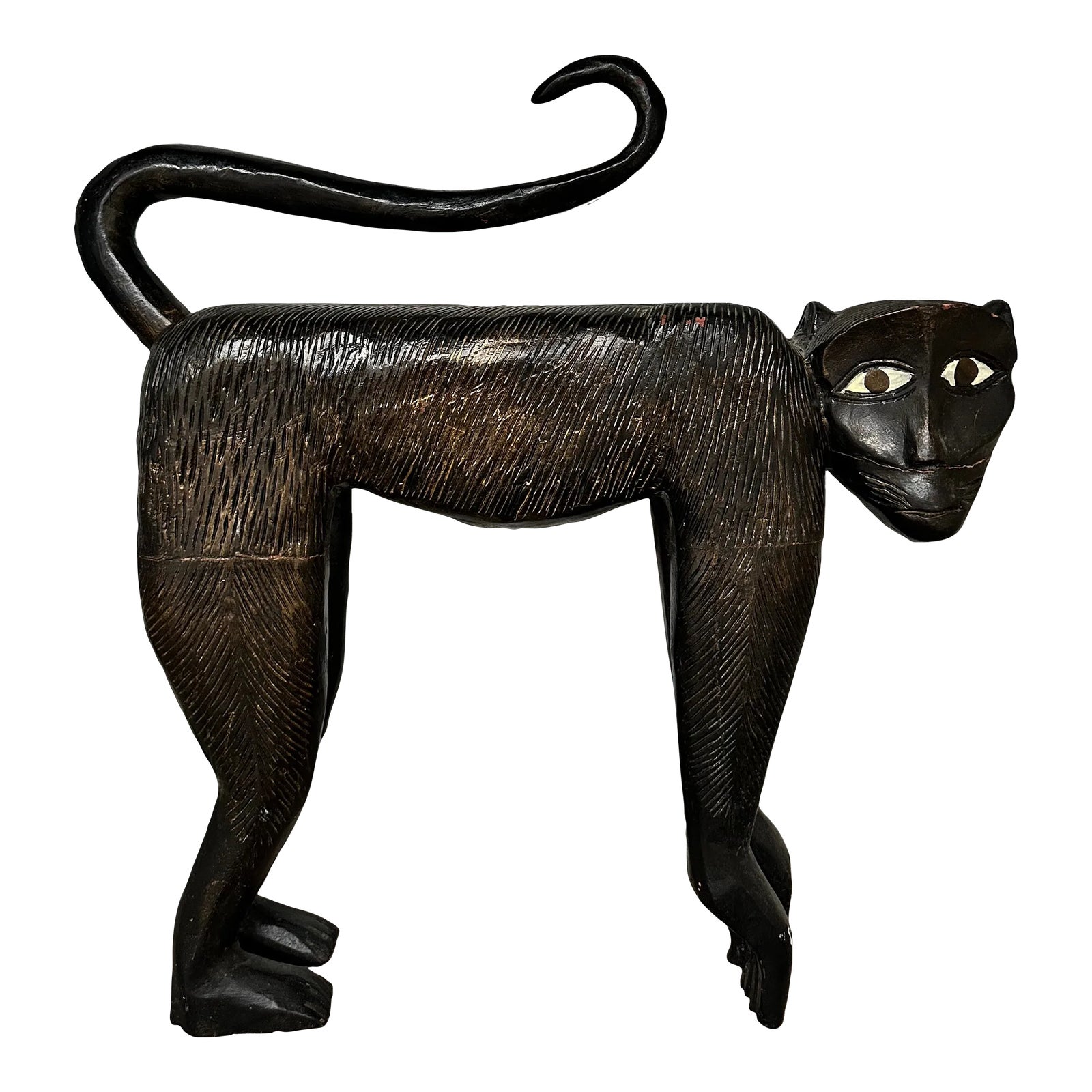 Oversized Wooden Carved Monkey | Chairish