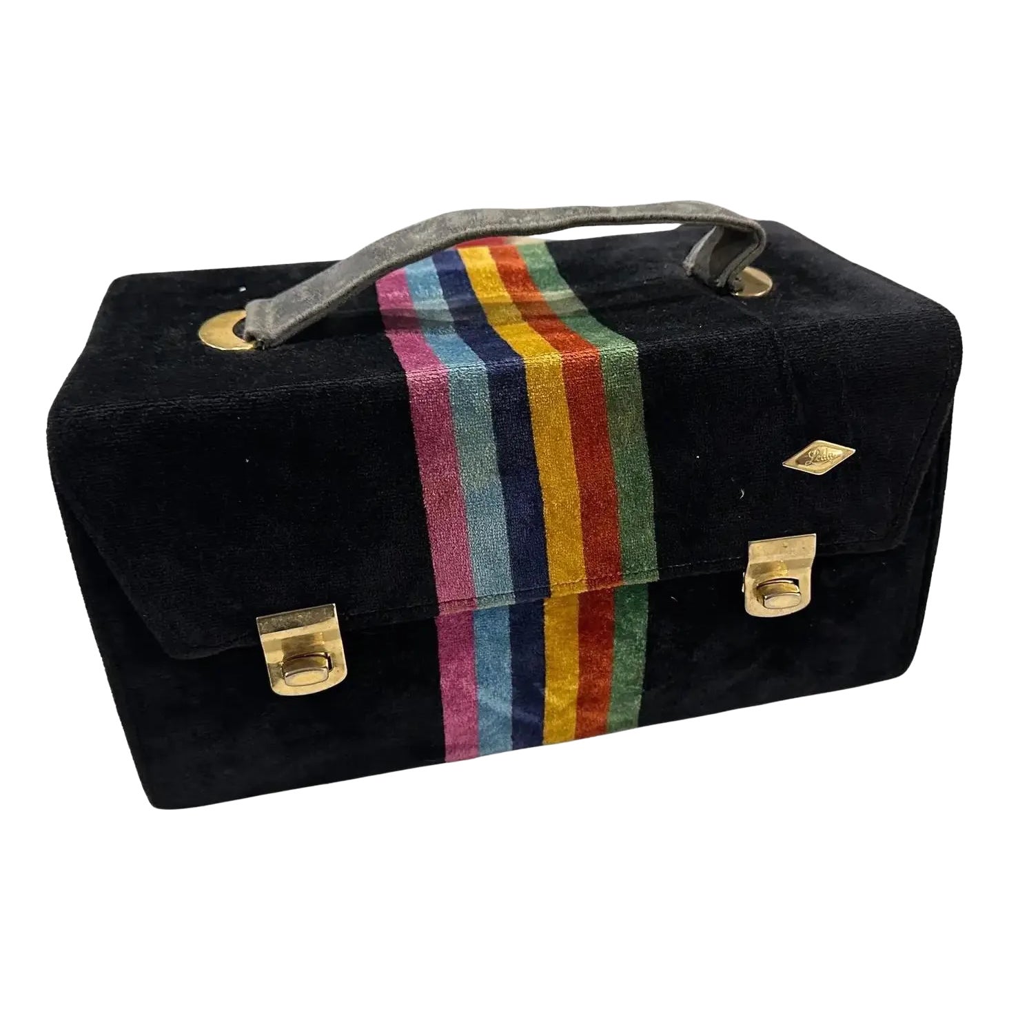 A Vintage 1980s Velvet Italian Beauty Case by Leda | Chairish