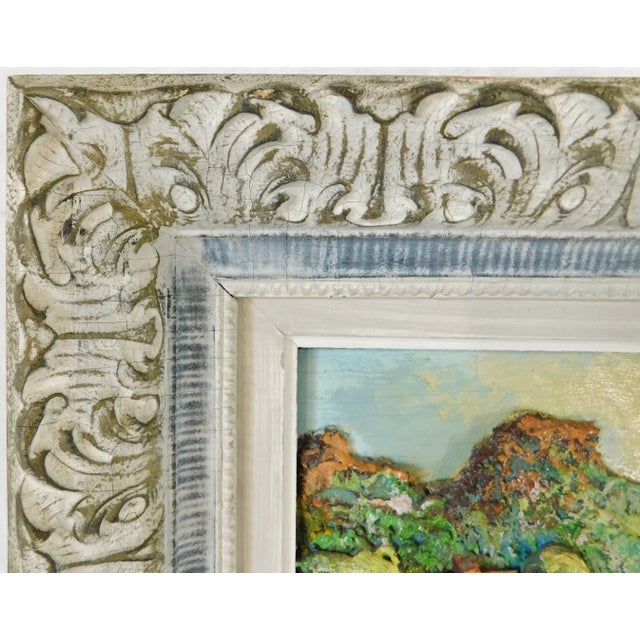 Pair Vintage Mid Century Raised Paper Mache Landscape Painting on Board ...