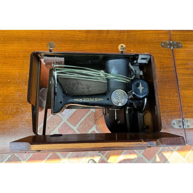 Art Deco Sewing Wood Table/ Cabinet by Singer | Chairish