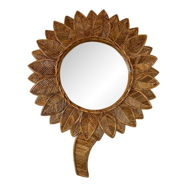 Rattan Sunflower Mirror by Vivai Del Sud. Italy, 1970s | Chairish
