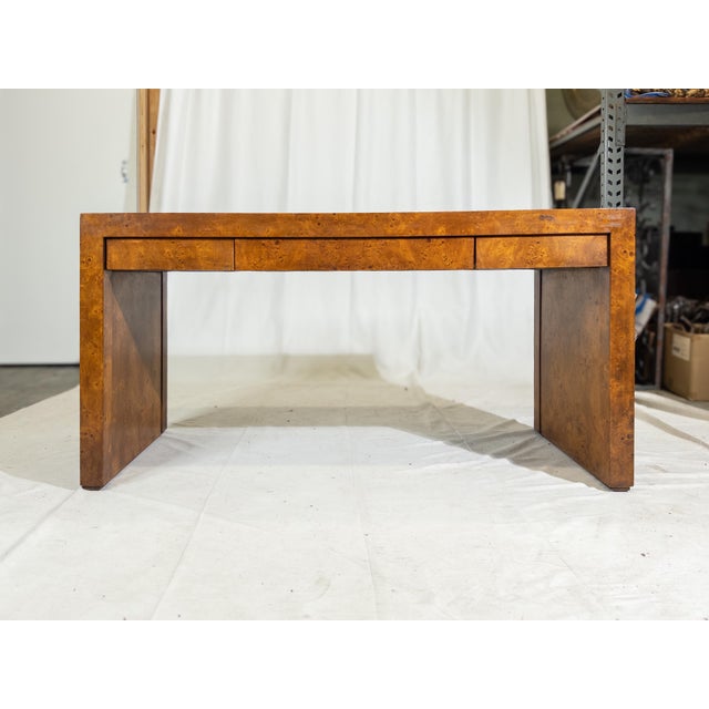 Mid-Century Vintage Parson Style Burlwood Desk | Chairish