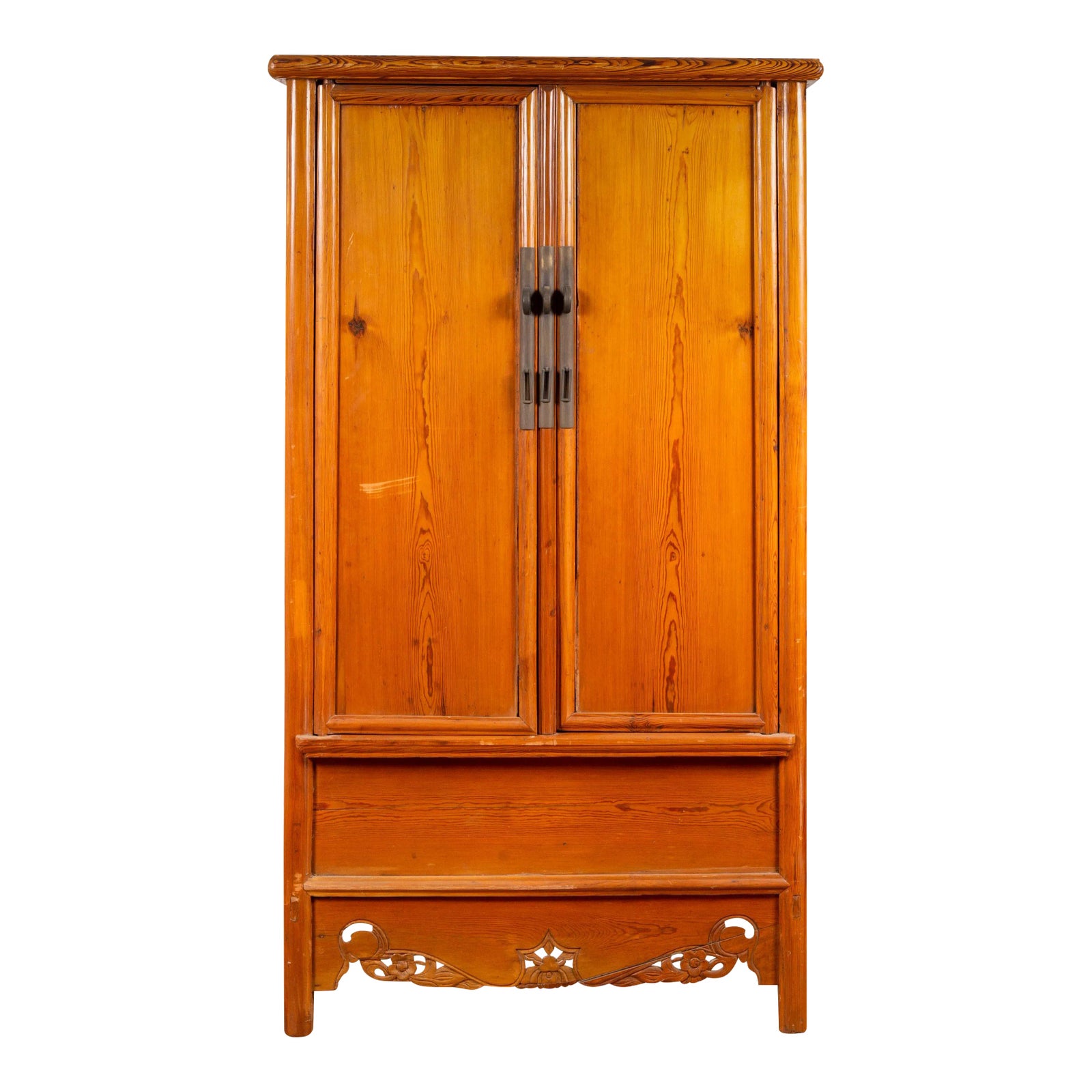 Chinese Ming Style Elm Wardrobe with Two Doors, Hidden Drawers and ...