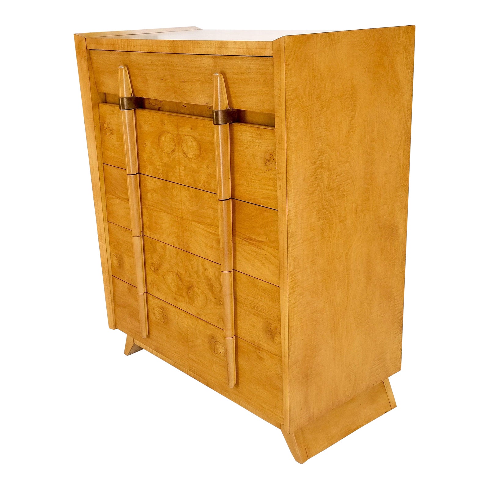 Cedar Drawer W/ Lid Mid-Century Modern Burl High Chest Dresser ...