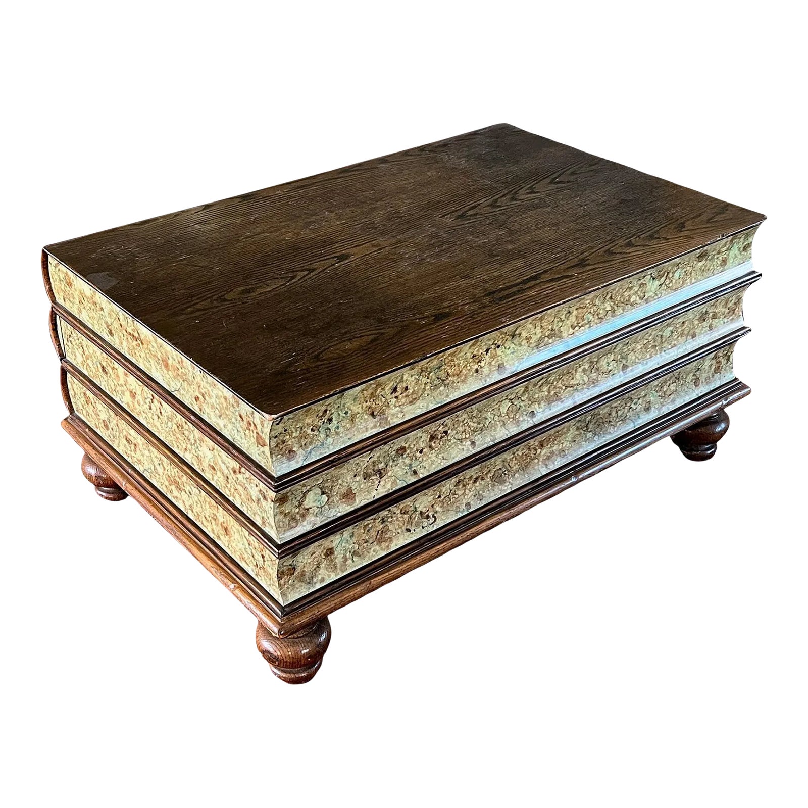 Large-scaled Oak Single-drawer Stacked Book Coffee Table with Maker's ...