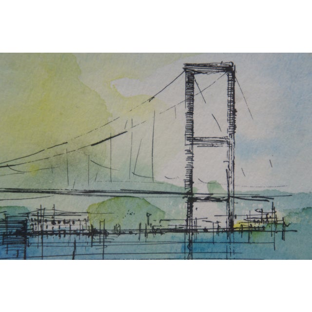 Isil Ozisik Istanbul Bridge Mosque Cityscape Harbour Watercolor ...