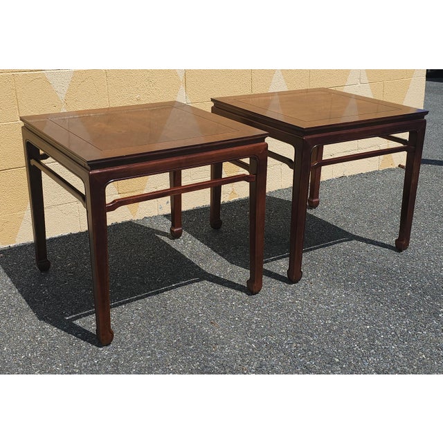 Pair Mid Century Henredon Ming Style Walnut Side Tables | Chairish