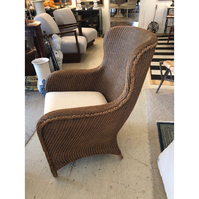 Large Natural Brown Wicker Lounge Club Chairs -A Pair | Chairish