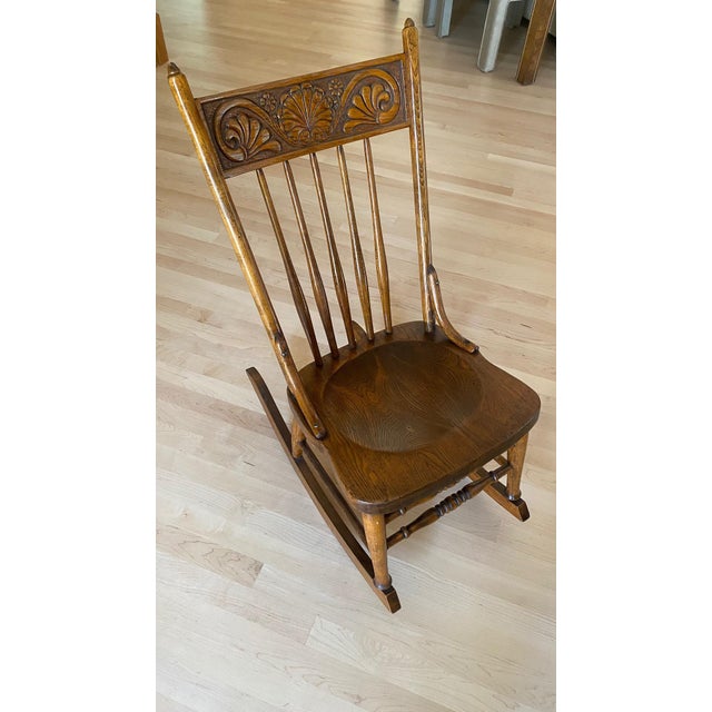 Early 20th Century Antique Hand Carved Sewing Rocker | Chairish