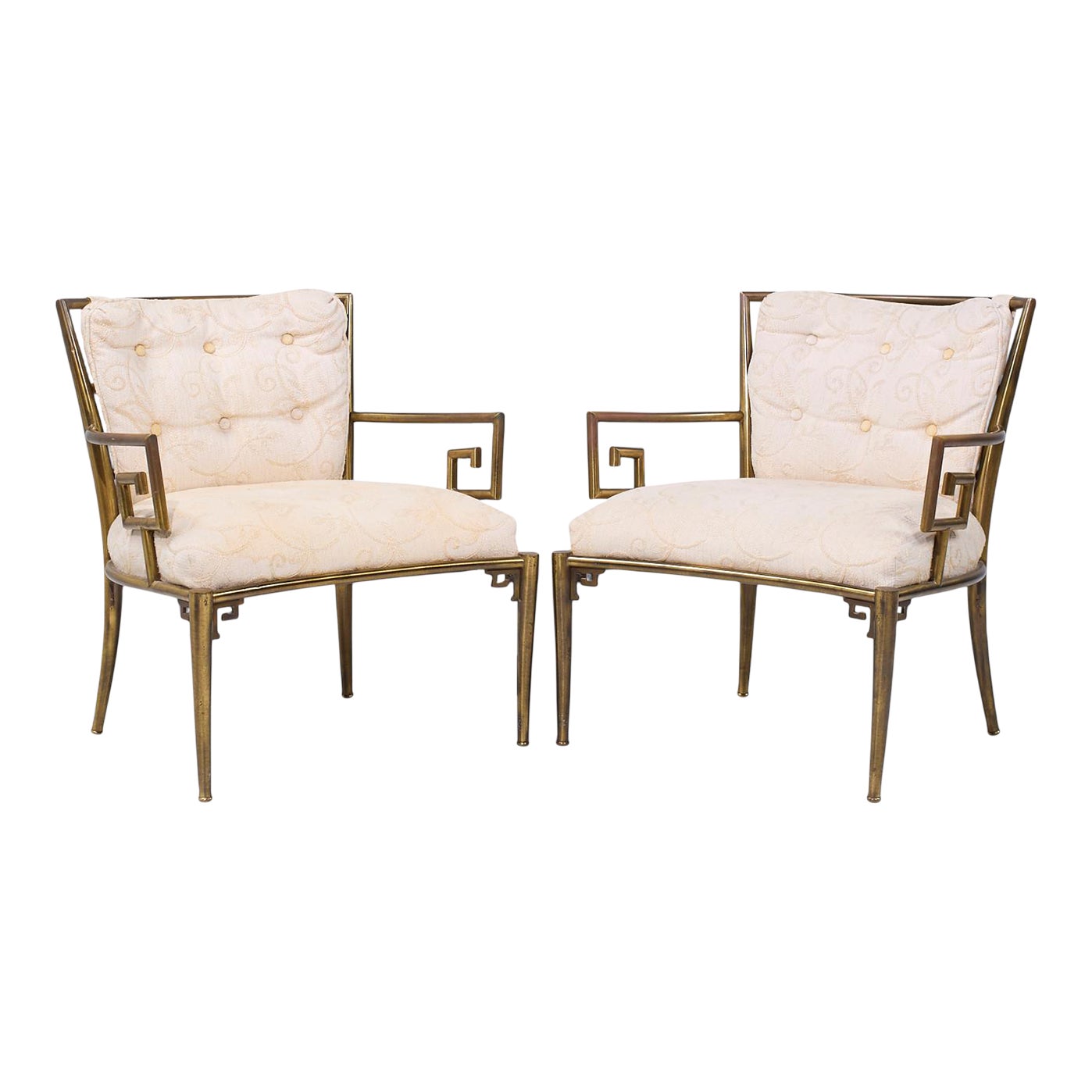 Mastercraft Mid Century Greek Key Lounge Chairs - Pair | Chairish