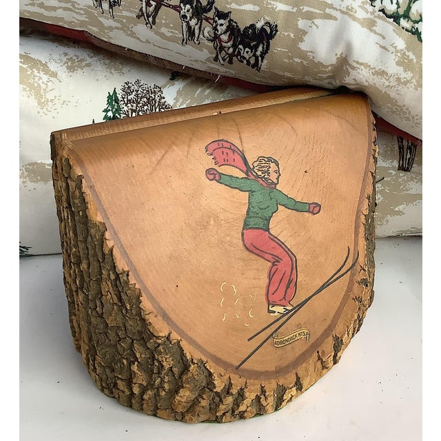 Vintage Weirdwood Adirondack Mts Souvenir Bookends With Woman Skier ...