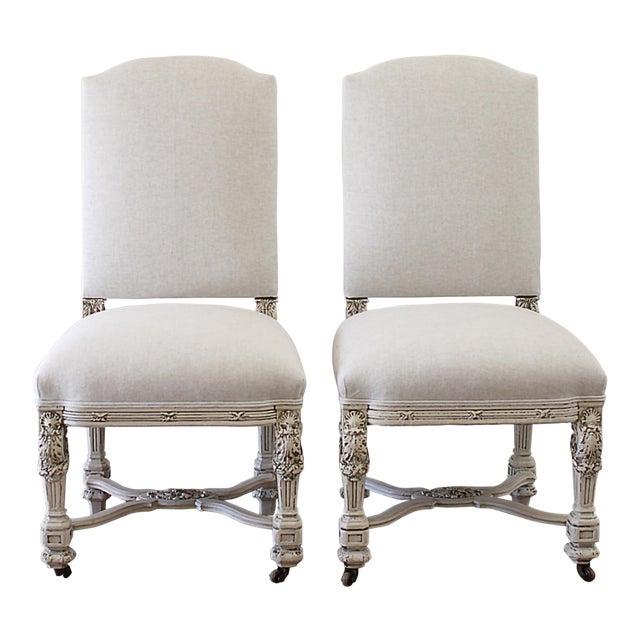 Vintage Mid Century Carved Parsons Chair | Chairish