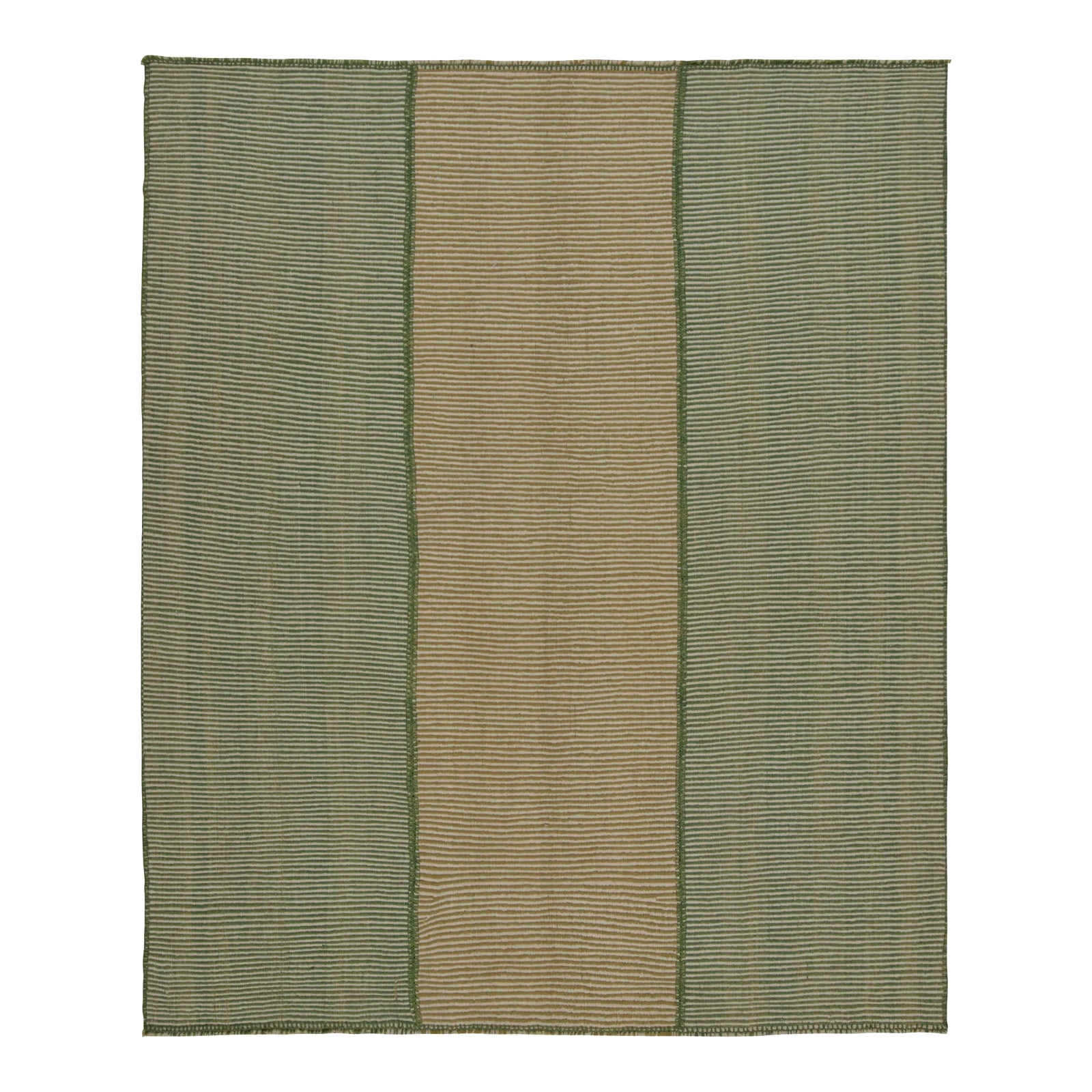 Rug & Kilim’s Modern Kilim in Beige & Green Stripes | Chairish