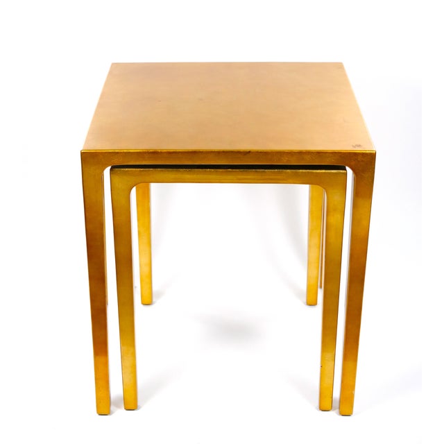Set Three Mid-Century Modern Lacquered Gold Leaf Nesting Tables | Chairish