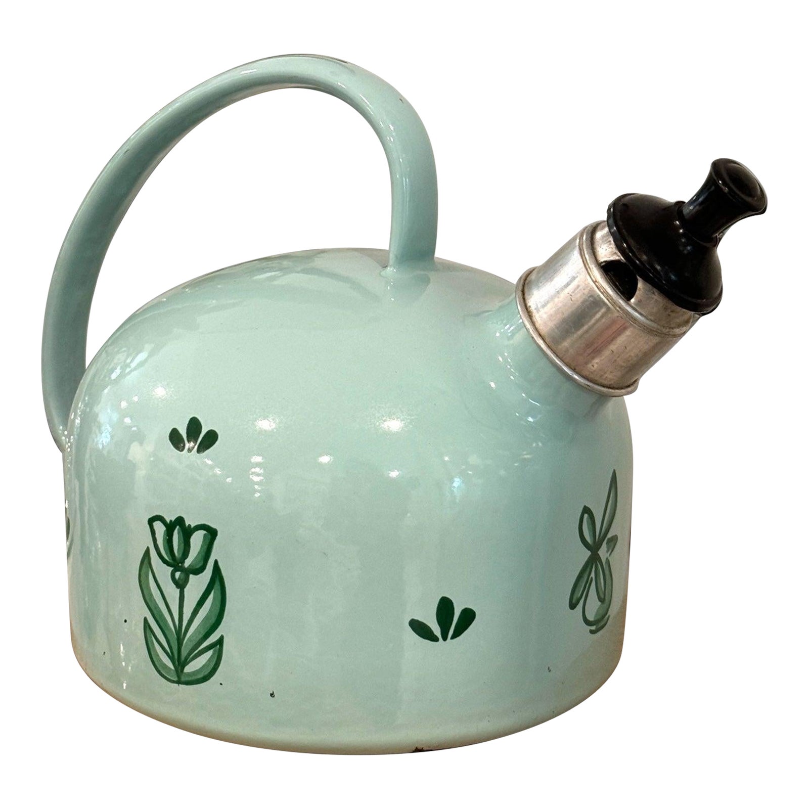 1940s Dutch Blue Floral Tea Kettle | Chairish
