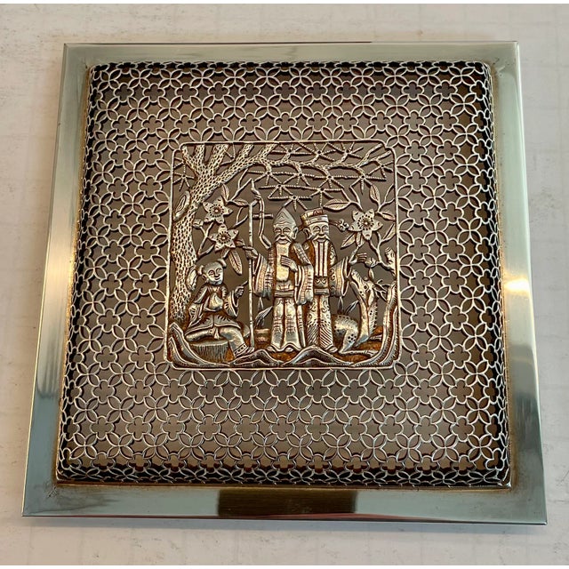 Antique Chinese Incense Clock Qing Silver Square Calligraphy Mark 19th ...