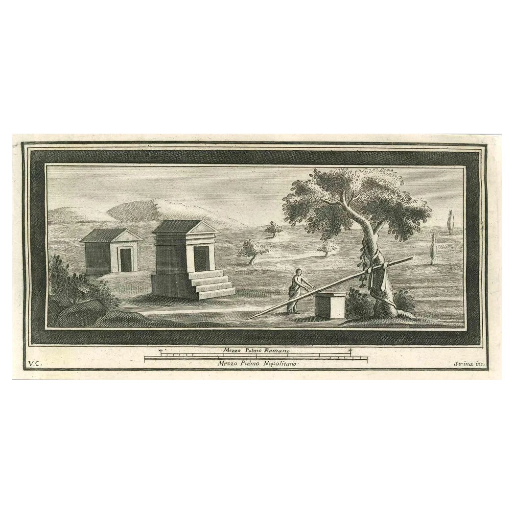 Fernando Strina, Roman Temple Fresco, Etching, 18th Century | Chairish