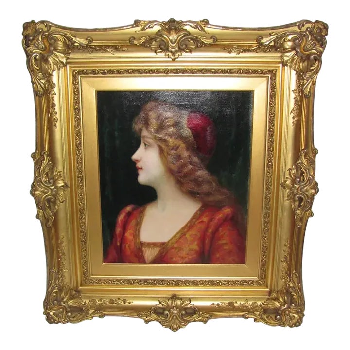 Antique French Oil on Canvas Painting Louis Justin Maurice Perrey 19th ...