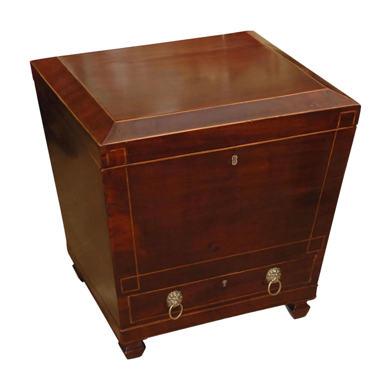 19th Century Inlaid Federal Mahogany Inlaid Wine Cellarette | Chairish