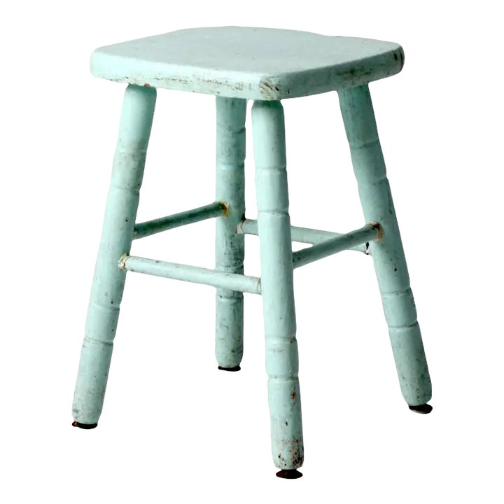Vintage Painted Wooden Stool | Chairish