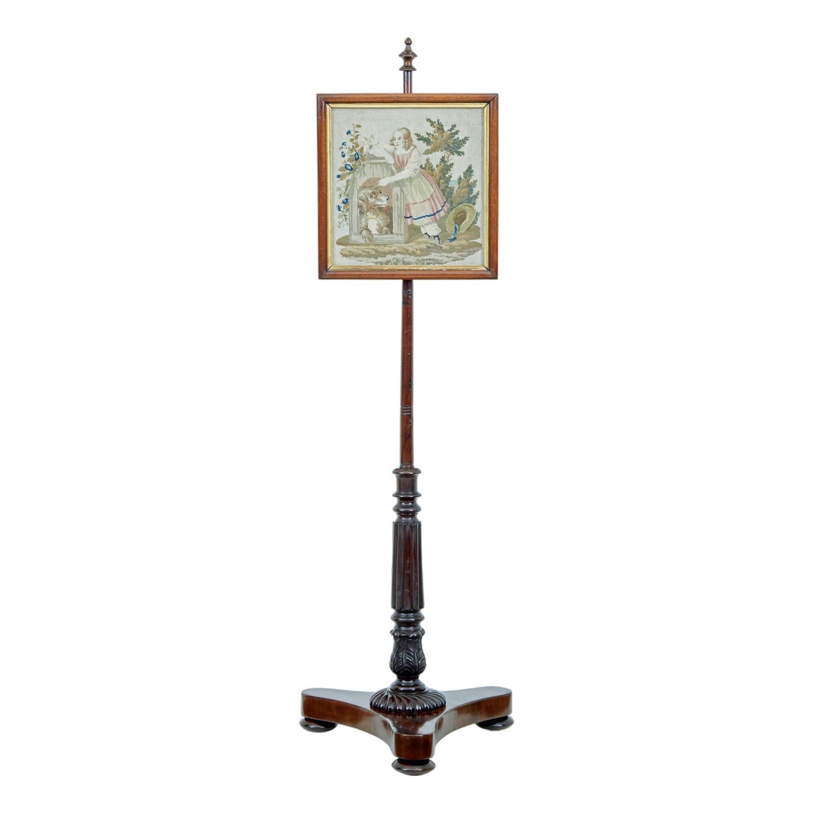 William IV Mahogany Pole Screen, 1830 | Chairish