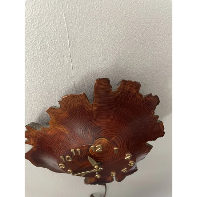 Mid-Century Modern Live Edge Burl Wood Clock | Chairish