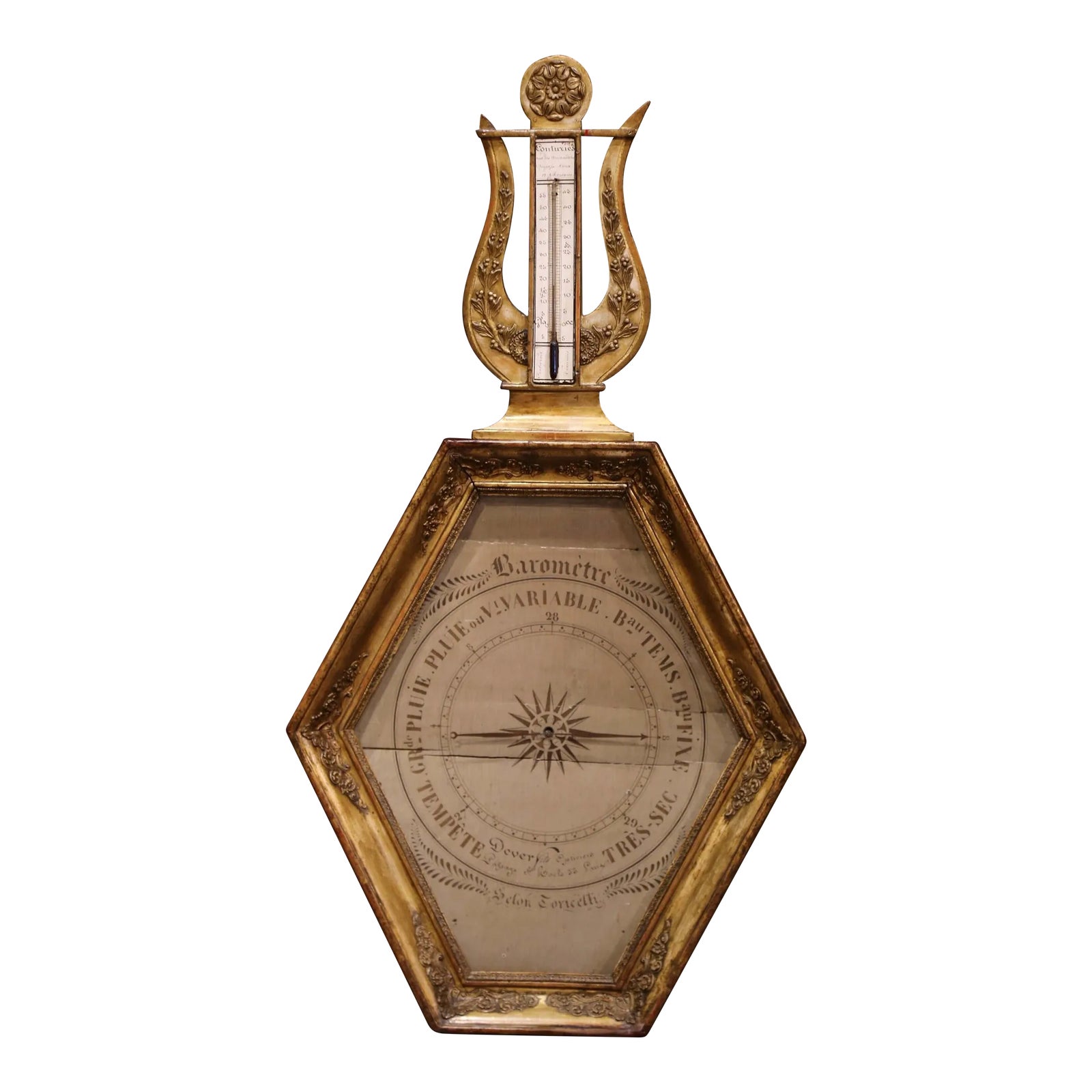 18th Century French Louis XVI Carved Giltwood Wall Barometer ...