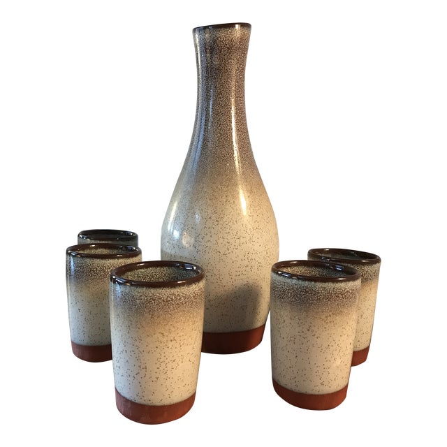 1950s Mid-Century Modern Vintage Studio Art Pottery Decanter With Cups ...