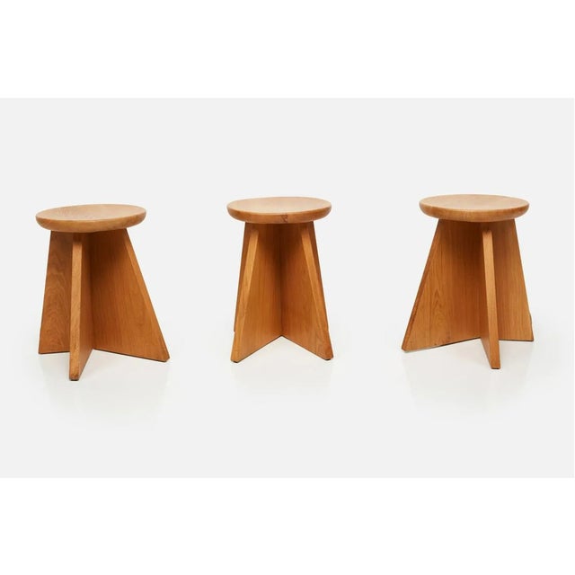 1980s Modernist Solid Oak Counter Stool | Chairish
