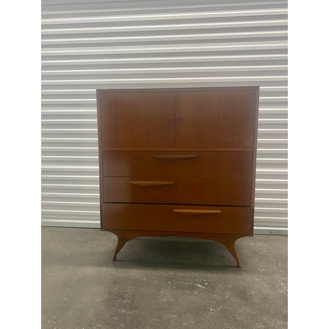 1970s Walnut Albert Parvin Style Tall Boy | Chairish