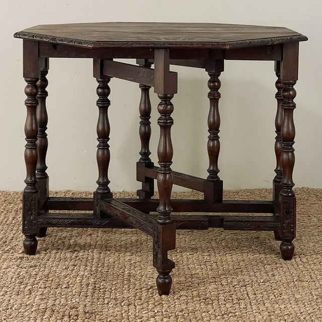 Antique French Renaissance Octagonal Drop Leaf Gate Leg Table | Chairish