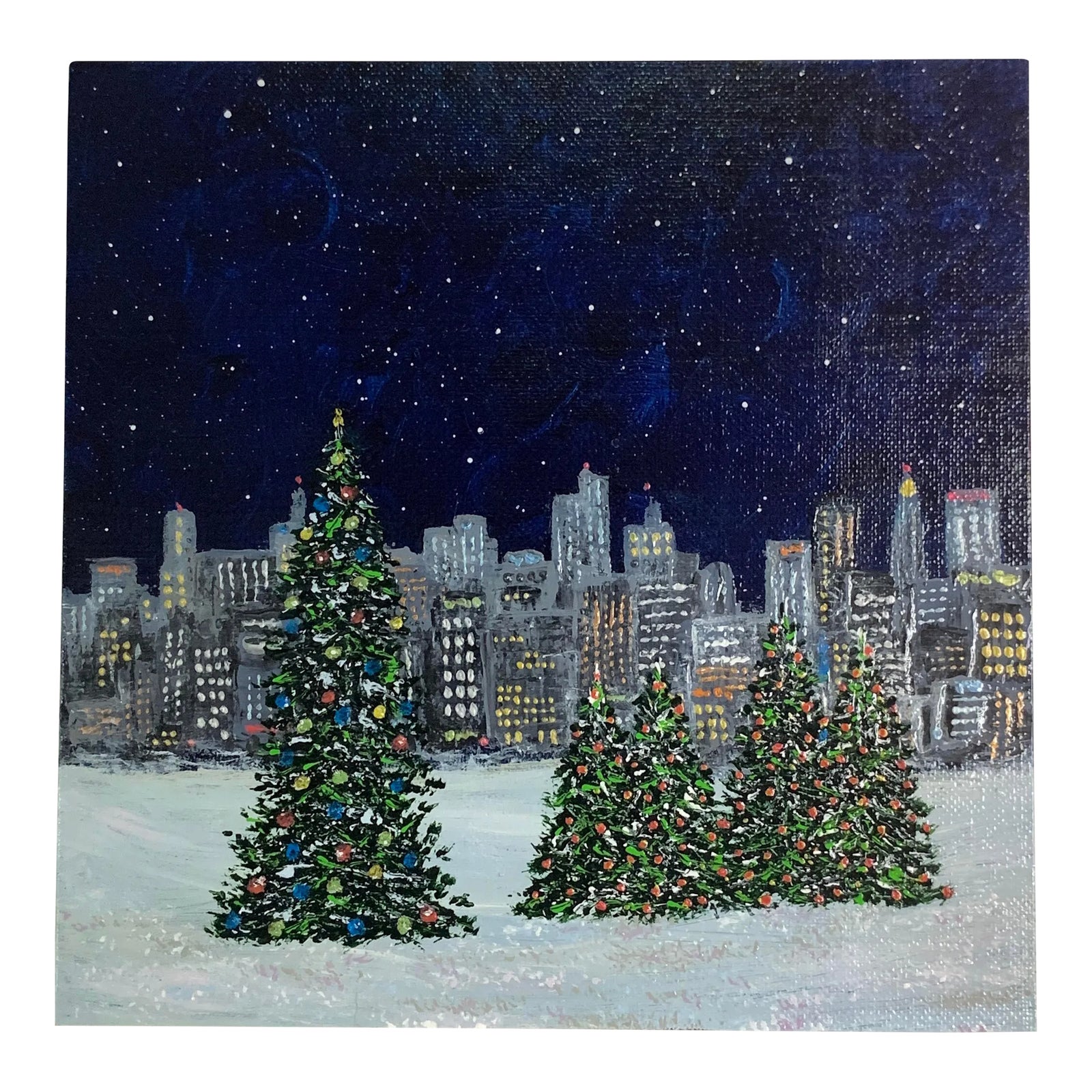 "Christmas in the City" Contemporary Impressionist Style Acrylic ...