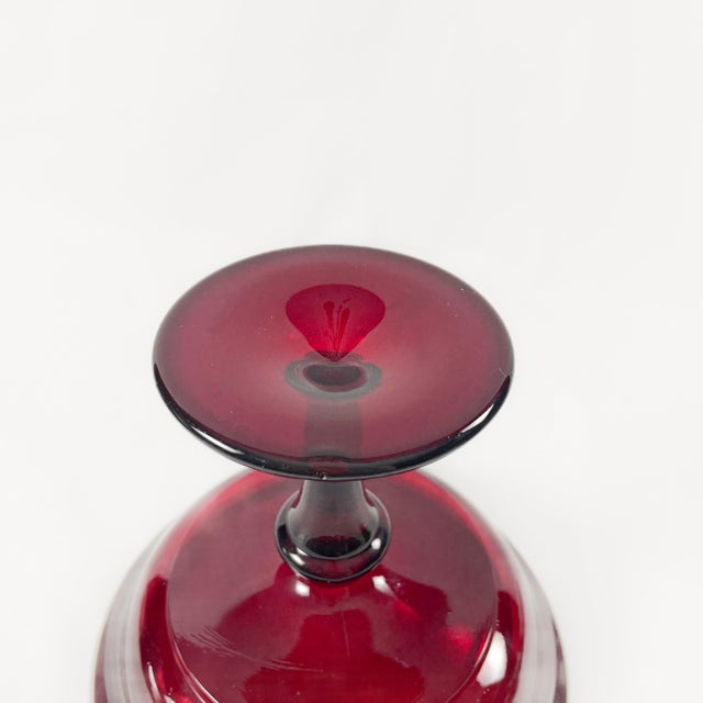 Vintage Ruby Red Glass Pedestal Serving Bowl Chairish